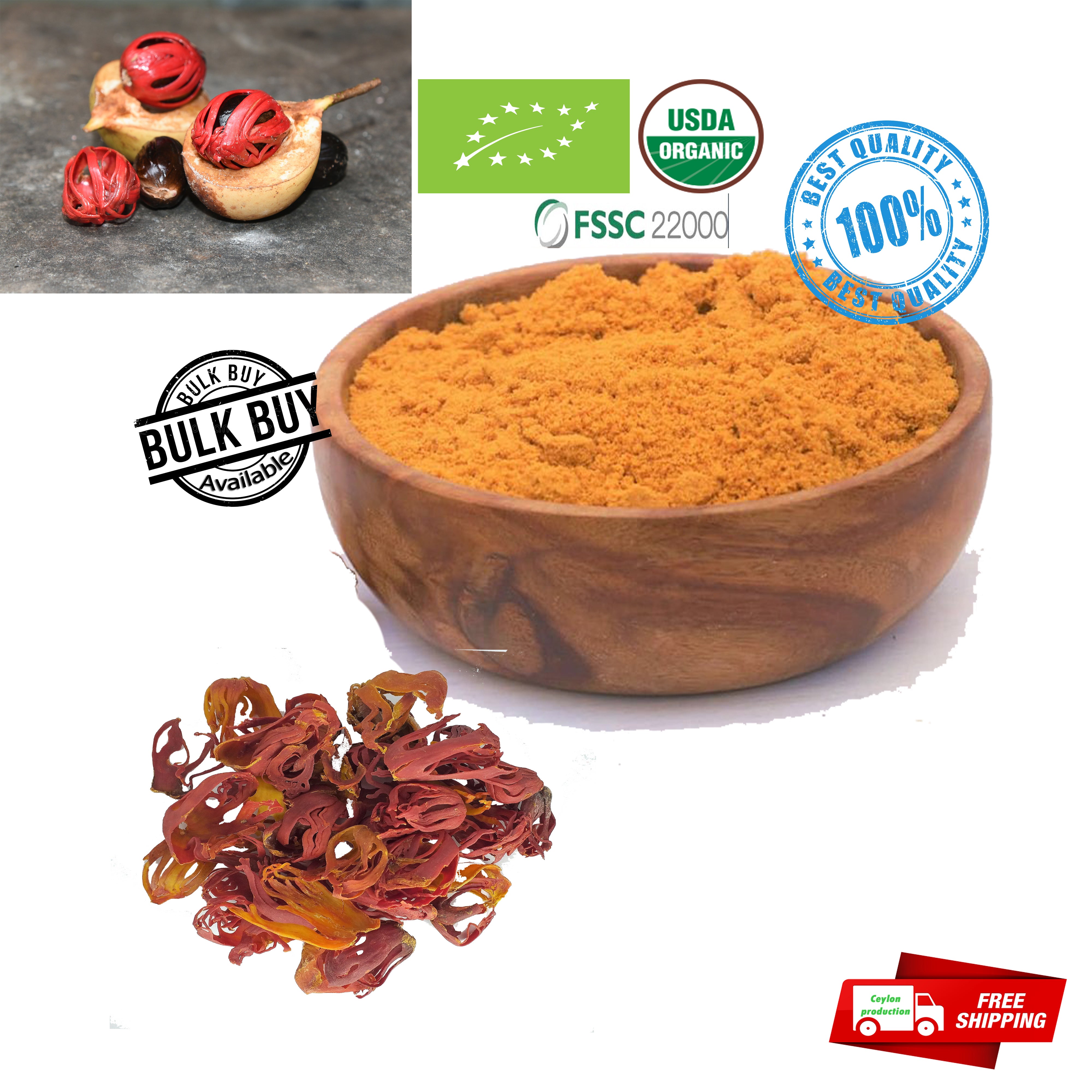 Dried Nutmeg mace ground Powder real organic Pure Natural Herbal Spice ...